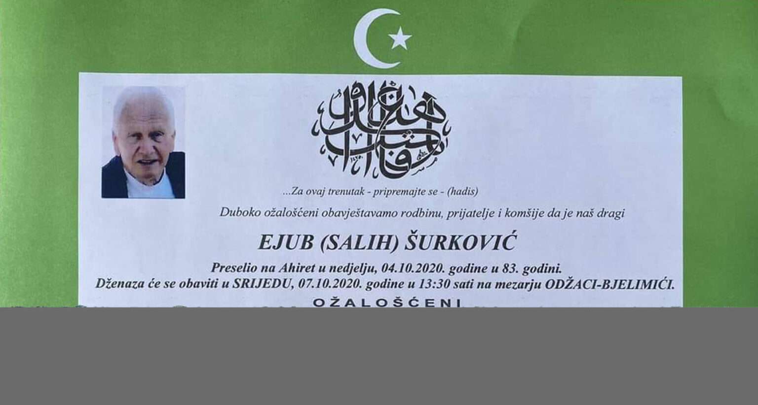 EJUB (SALIH) ŠURKOVIĆ - SMRTOVNICA | Bjelimići