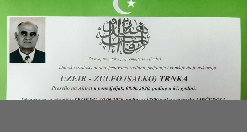 UZEIR - ZULFO (SALKO) TRNKA - SMRTOVNICA | Bjelimići
