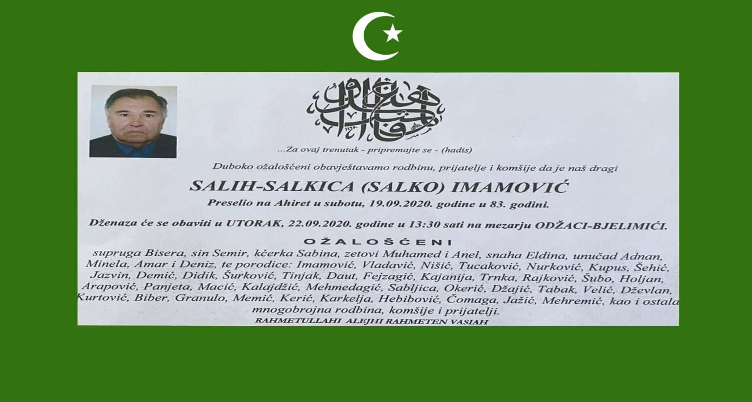 SALIH IMAMOVIĆ - SMRTOVNICA | Bjelimići