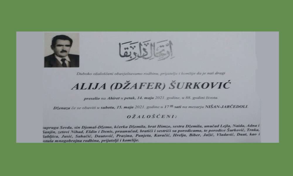 ALIJA (DŽAFER) ŠURKOVIĆ - SMRTOVNICA | Bjelimići